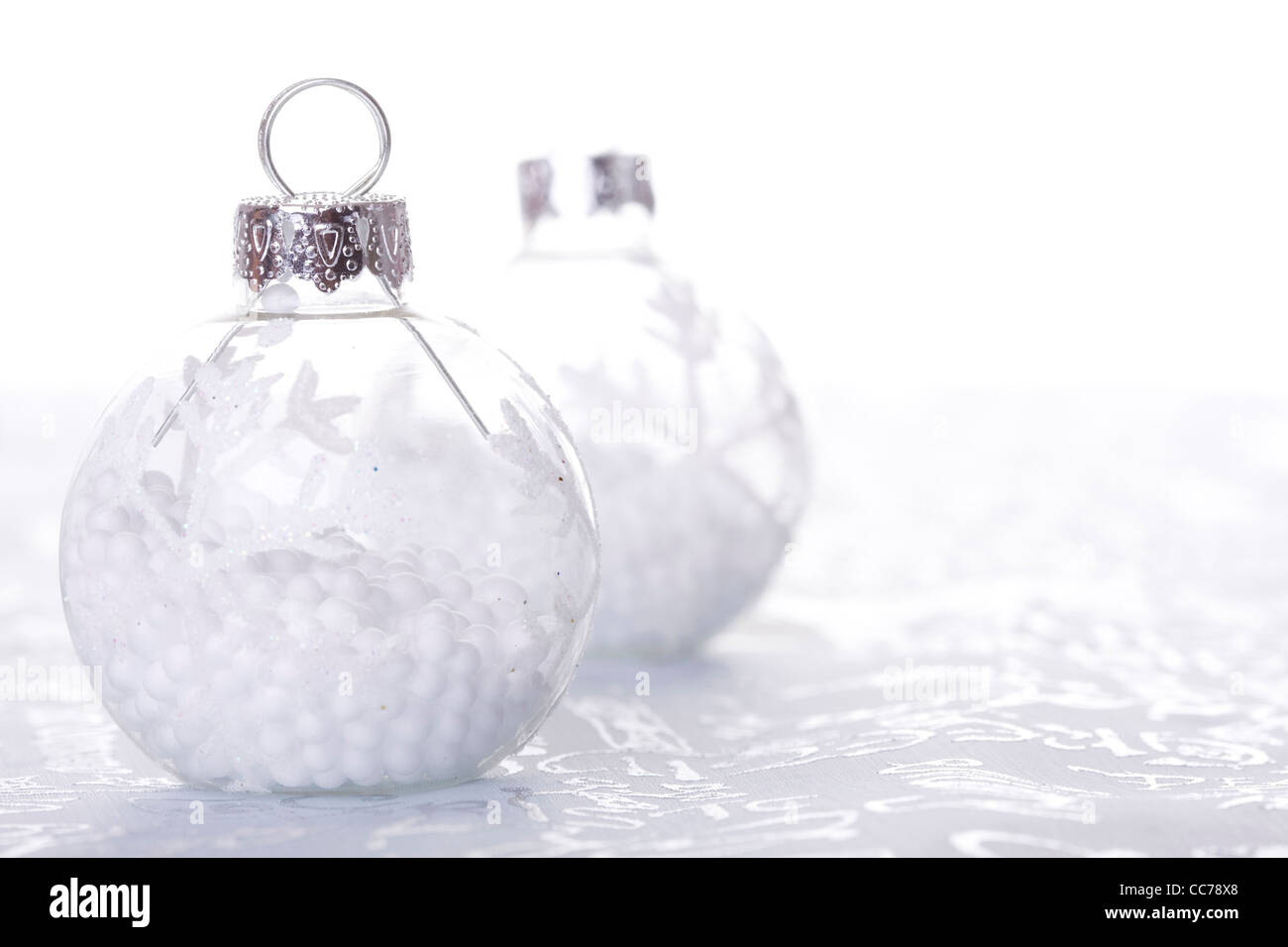 christmas cold background, with snow and christmas balls (selective ...