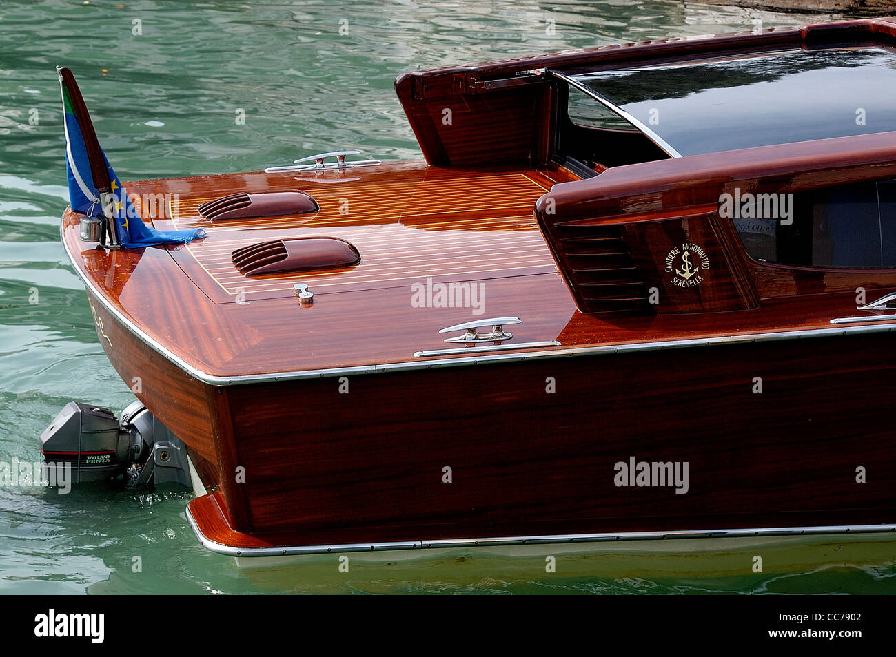 CANTIERE SERENELLA LIMOUSINE classic wooden water taxi showing the z ...