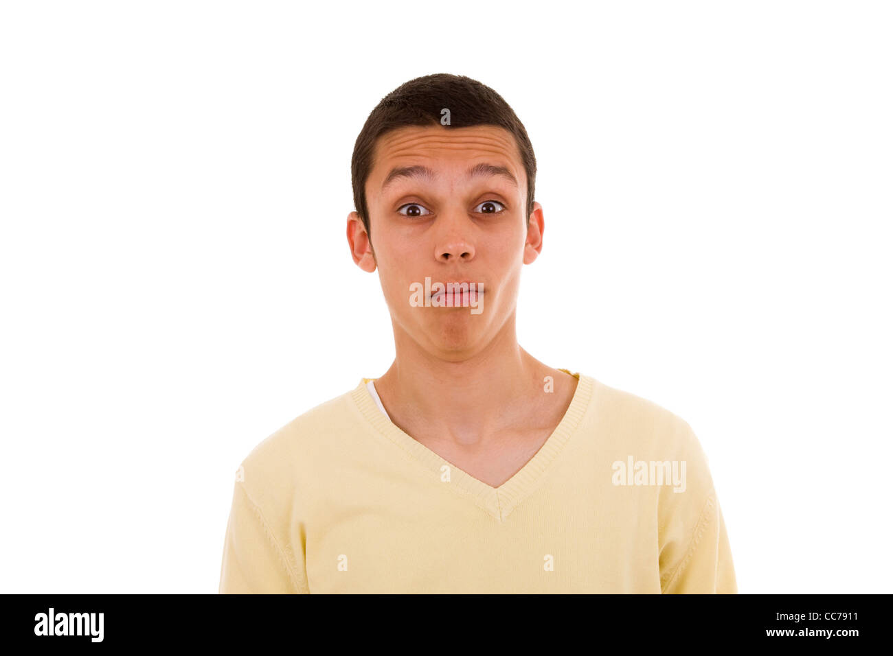 shock expression of a young men (isolated on white Stock Photo - Alamy