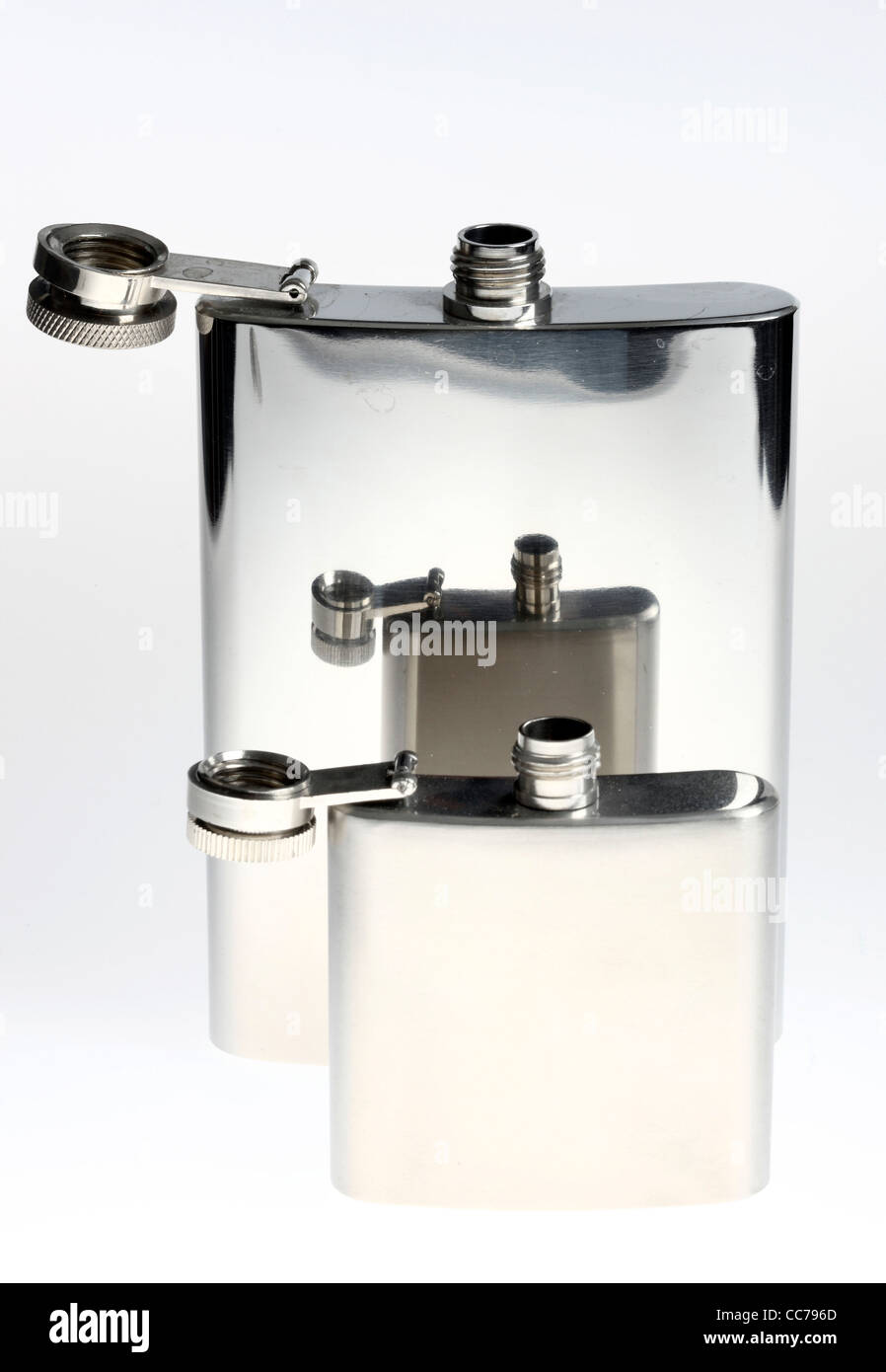 Silver, metal, stainless steel flask, hip flask. Small bottle to carry ...