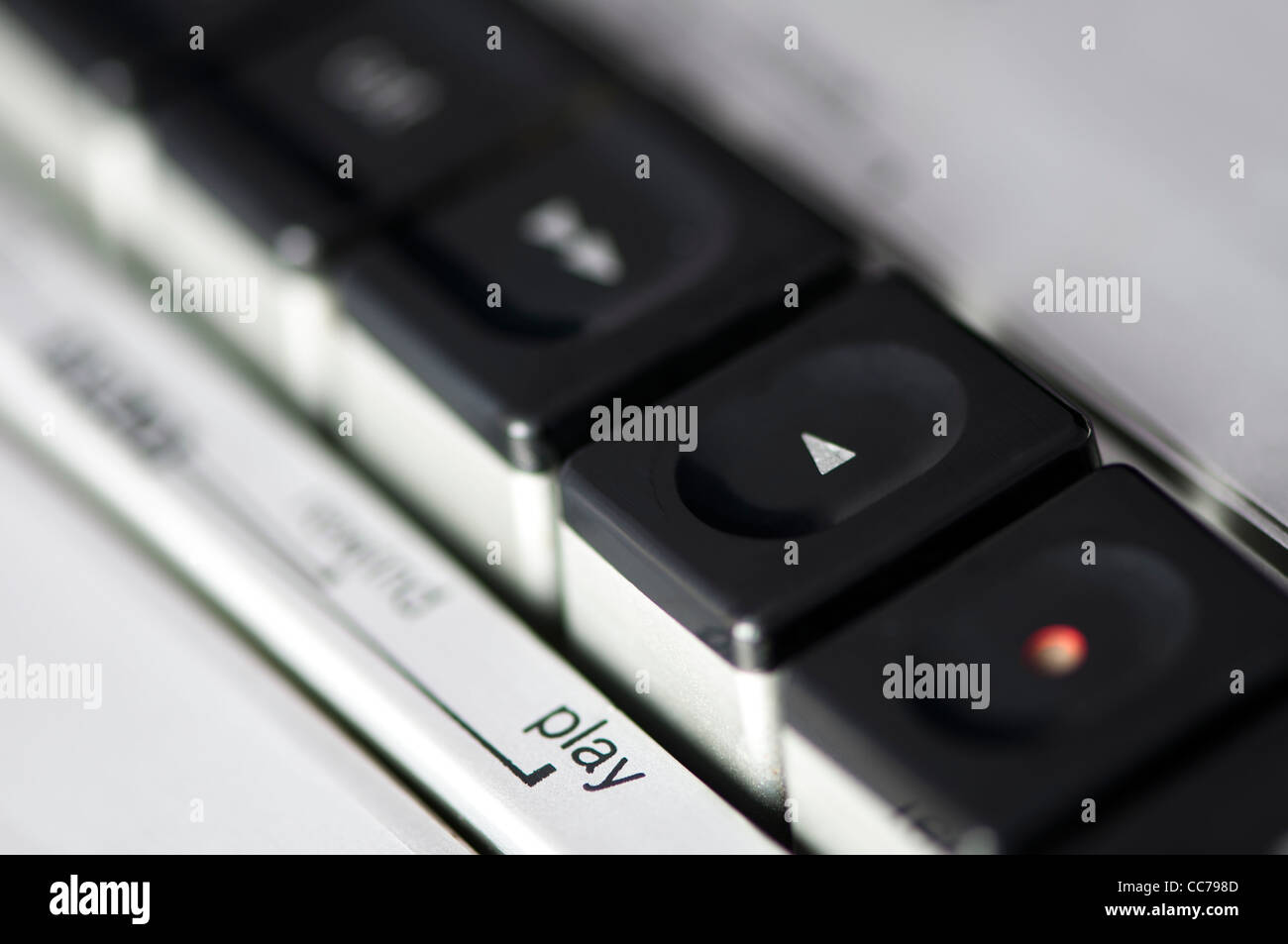 Vintage cassette player buttons. Button play Stock Photo - Alamy