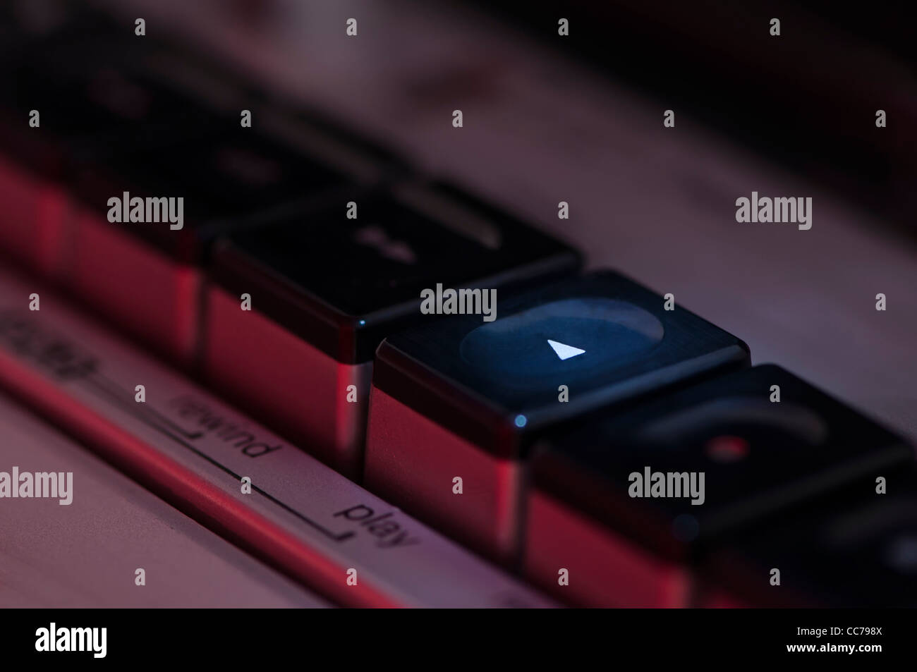 Vintage cassette player buttons. Button play Stock Photo - Alamy