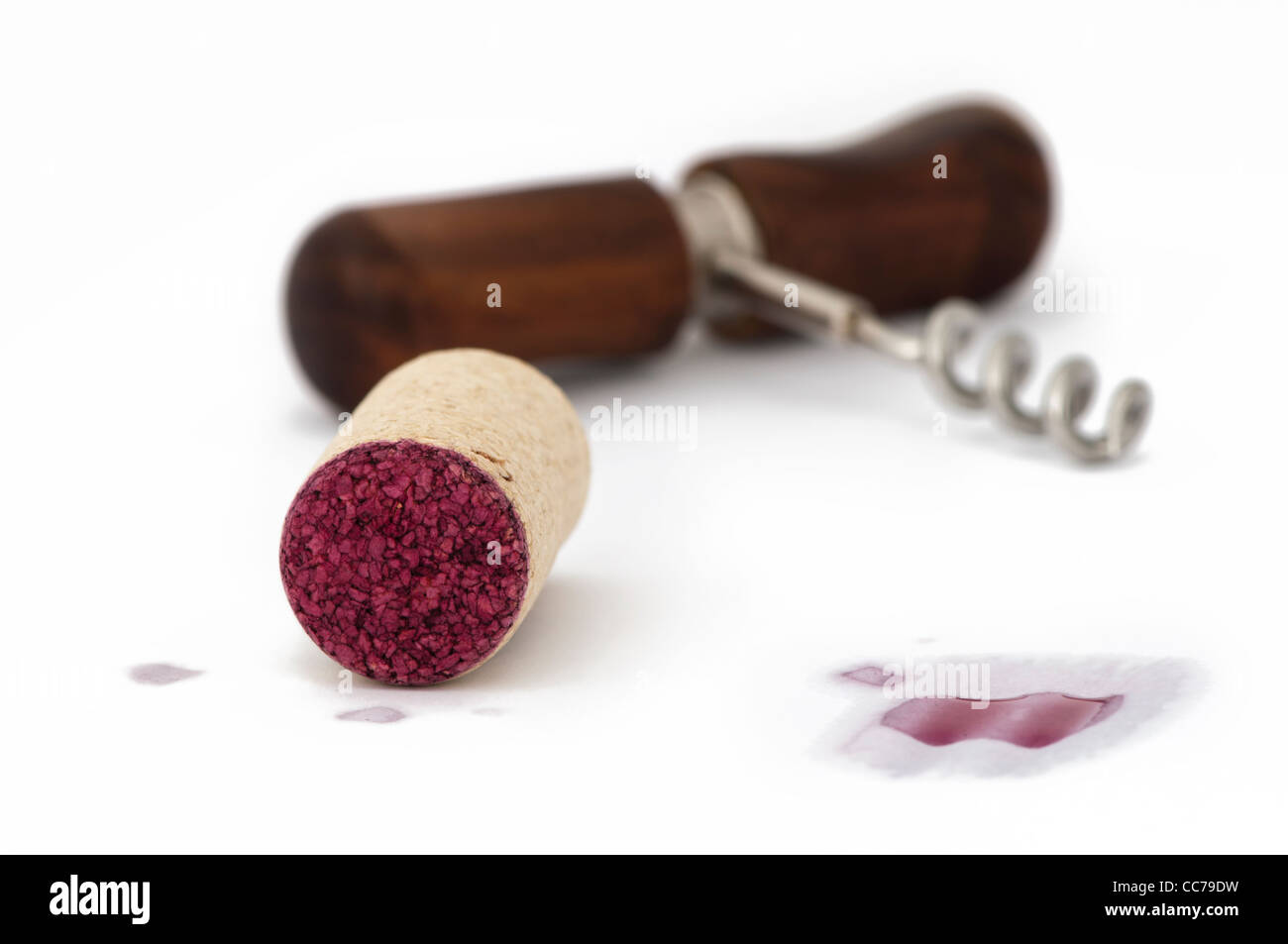 Corkscrew and cork white isolated Stock Photo - Alamy