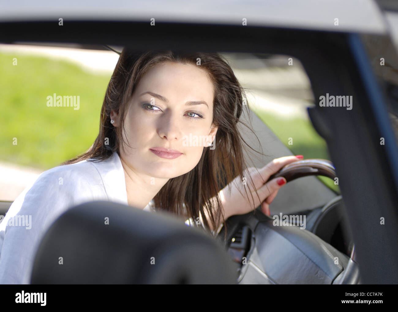 portrait of beautiful woman in the premium car Stock Photo - Alamy