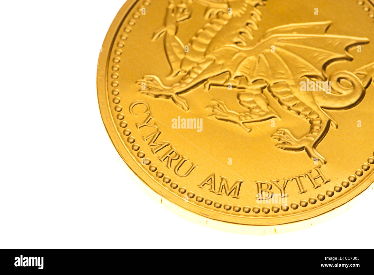 "Cymru am Byth "/ "Wales for Ever" chocolate gold coin Stock Photo - Alamy