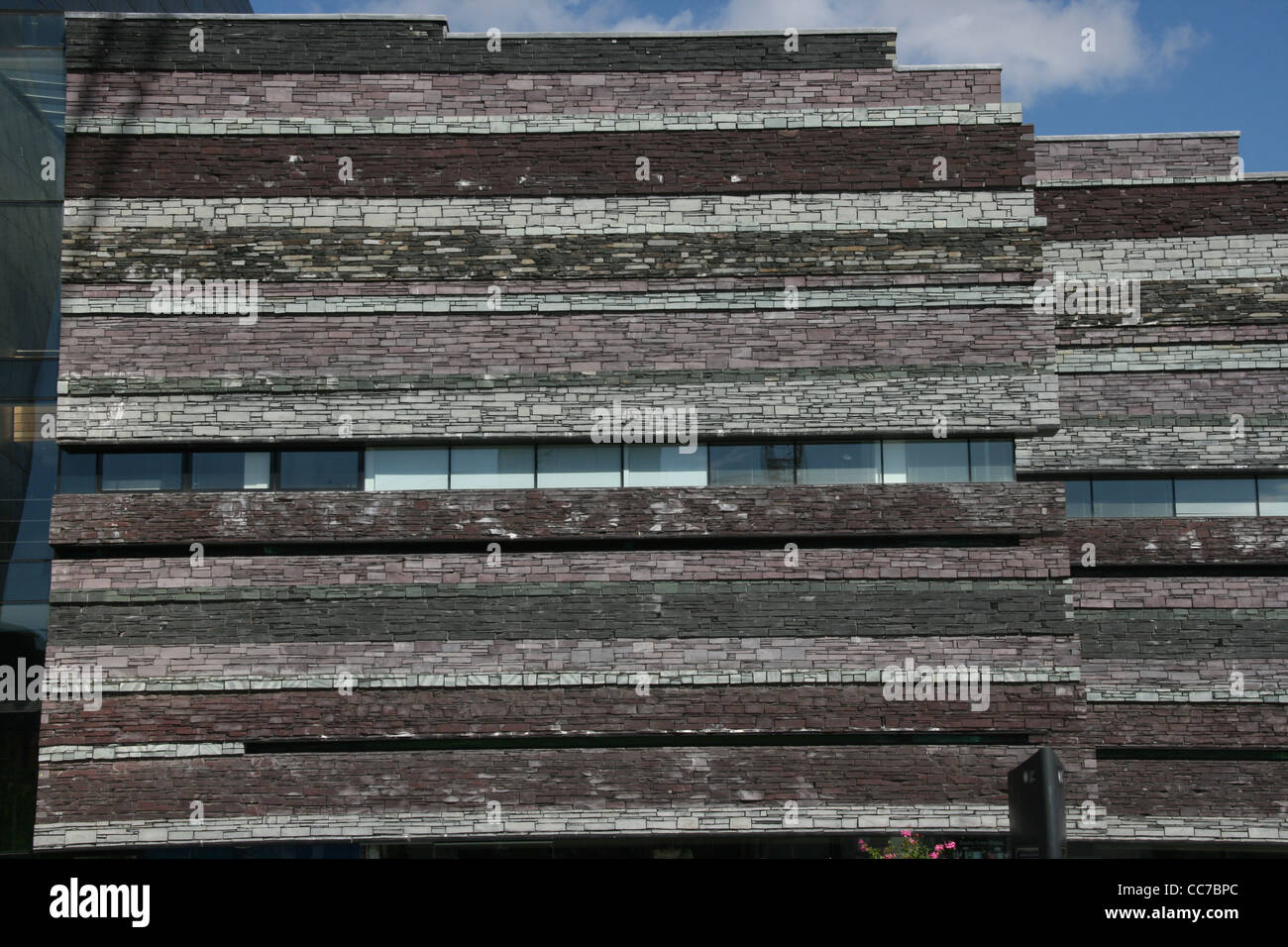 Colourful slate exterior of Hoddinot Hall attached to the Millenium ...
