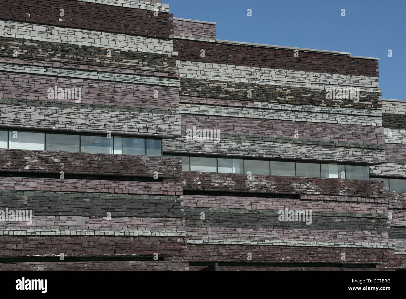 Colourful slate exterior of Hoddinot Hall attached to the Millenium ...