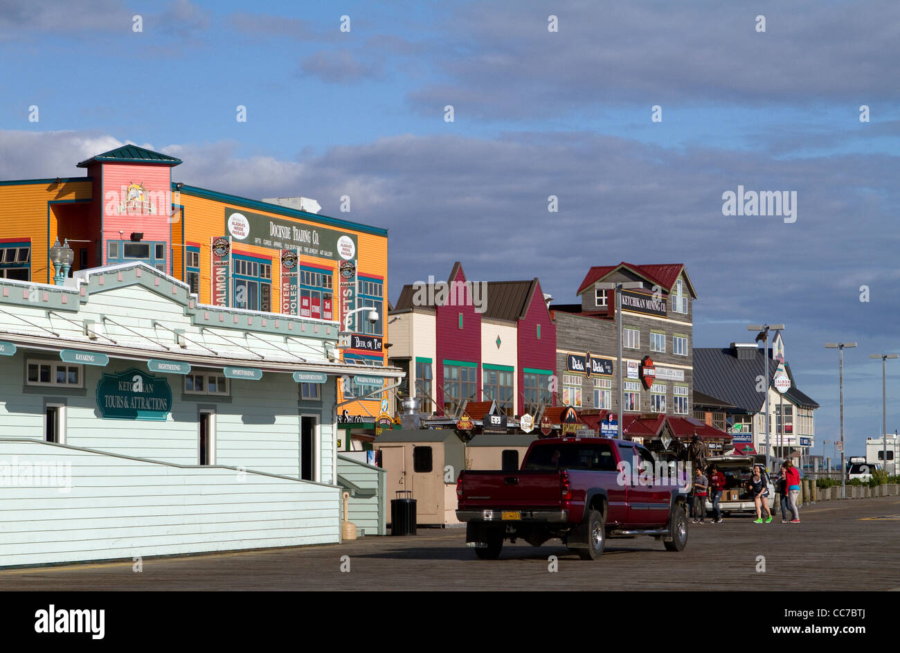 Shopping and tourist area along the waterfront in Ketchikan, Alaska ...