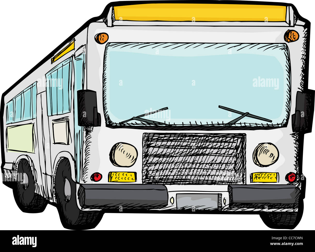 Generic public transportation bus front view over white Stock Photo - Alamy