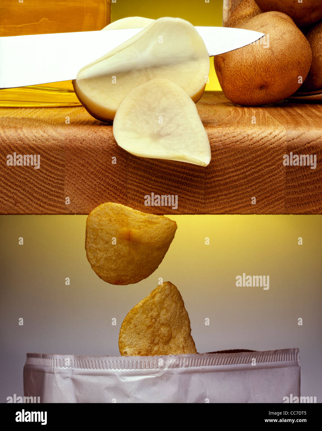 Slicing thin potato chips knife hi-res stock photography and images - Alamy