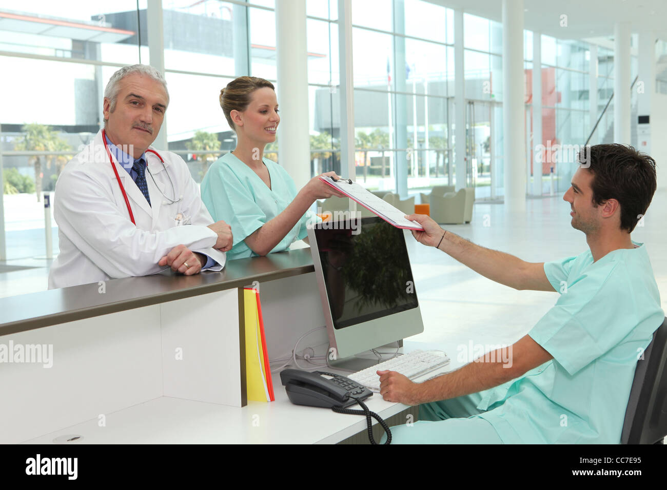 Hospital reception area Stock Photo - Alamy