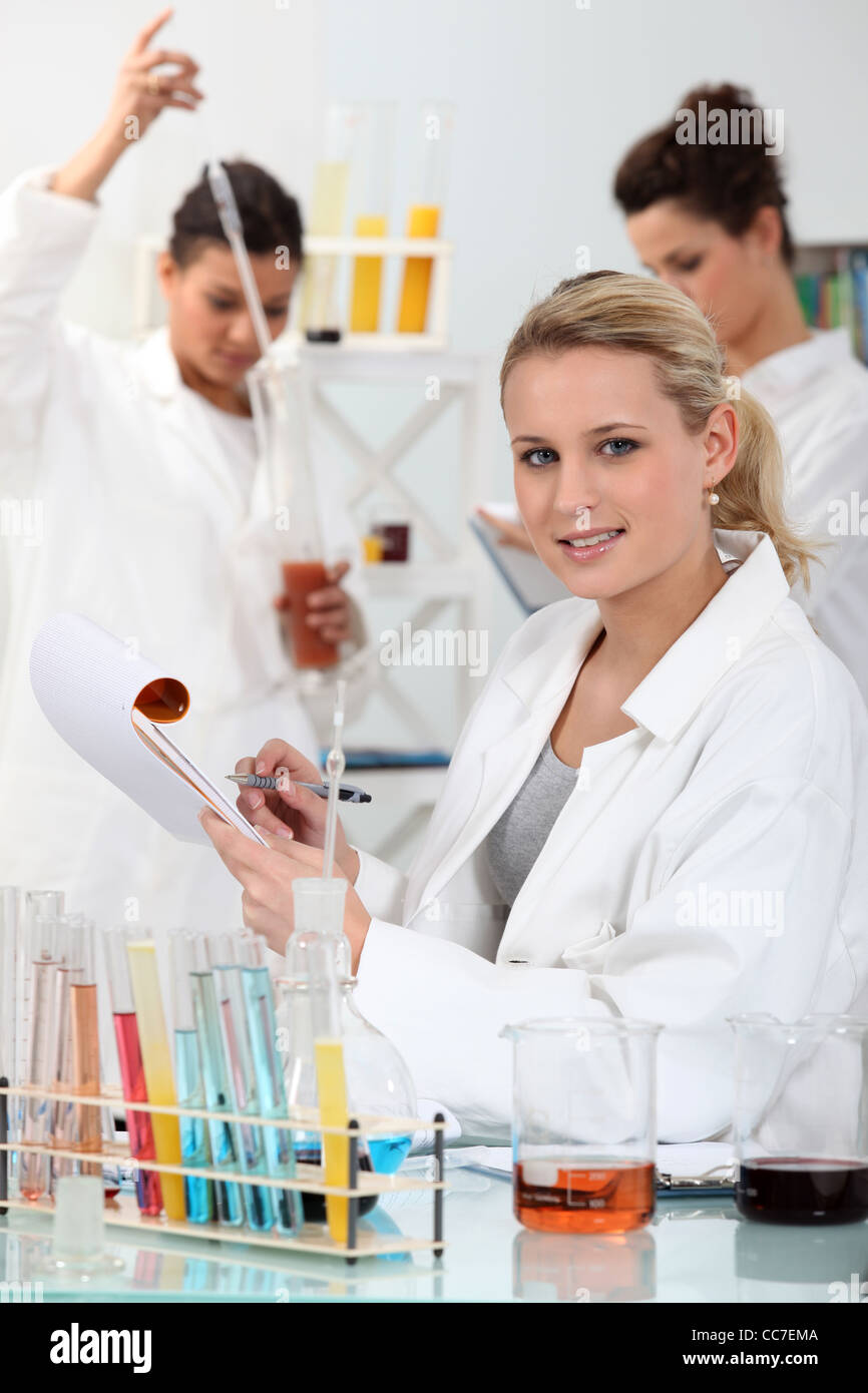 Three women in laboratory Stock Photo - Alamy