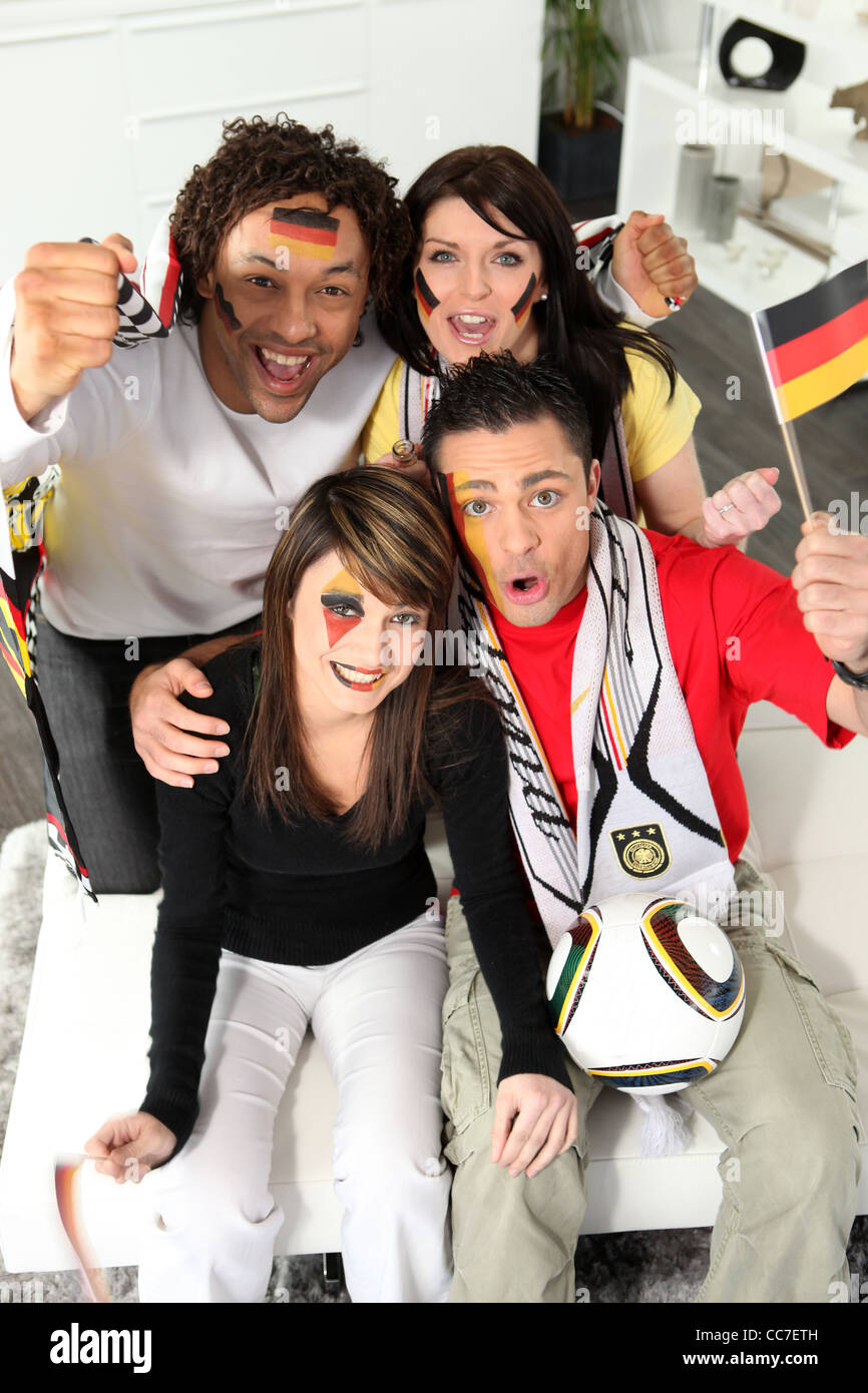 A group of friends supporting the German football team Stock Photo - Alamy