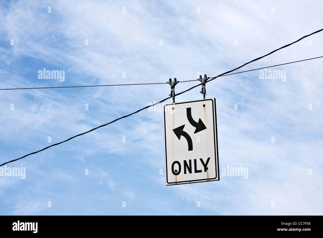 directional arrows on turn sign Stock Photo - Alamy