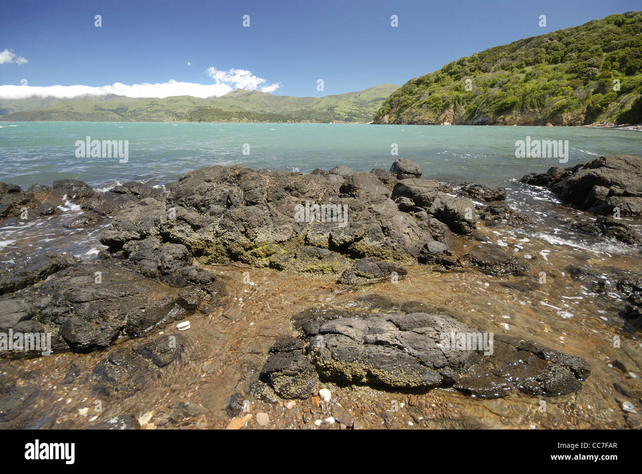 A beach near Akaroa, New Zealand Stock Photo - Alamy