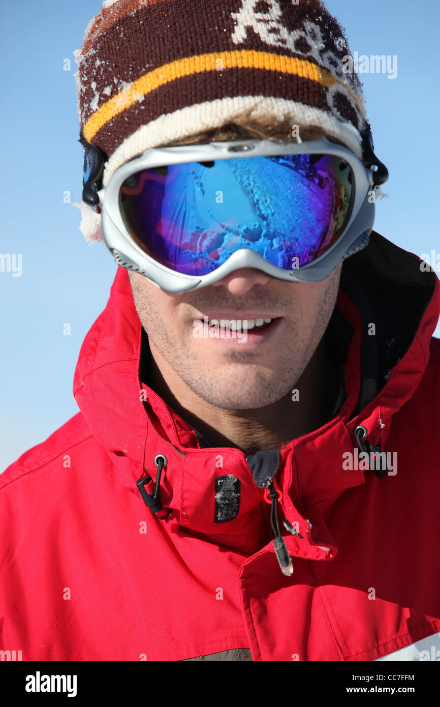 young man skiing Stock Photo - Alamy