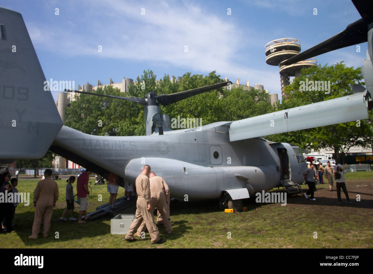 A Marine Corps V-22 Osprey open to the public for inspection at ...