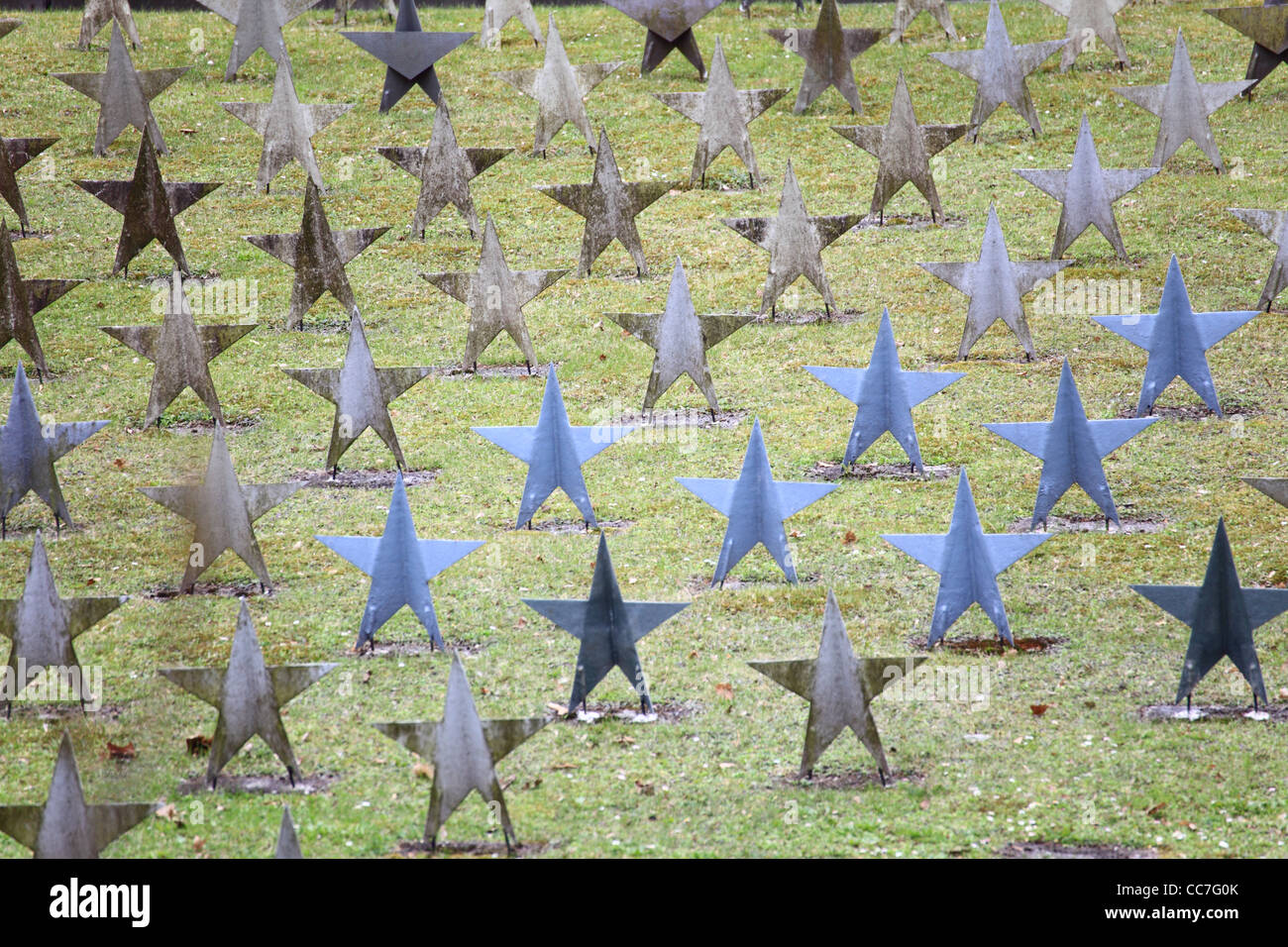 Rows Of Star Tombstone at cemetery, soviet burial ground. Gdynia ...