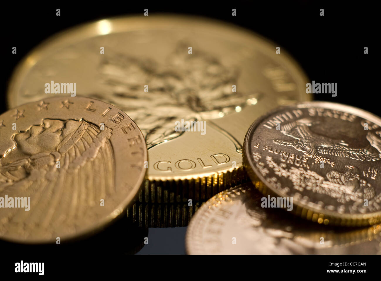Various gold coins Stock Photo - Alamy