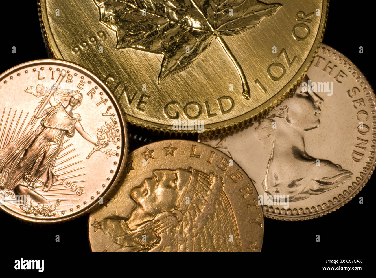 Various gold coins Stock Photo - Alamy