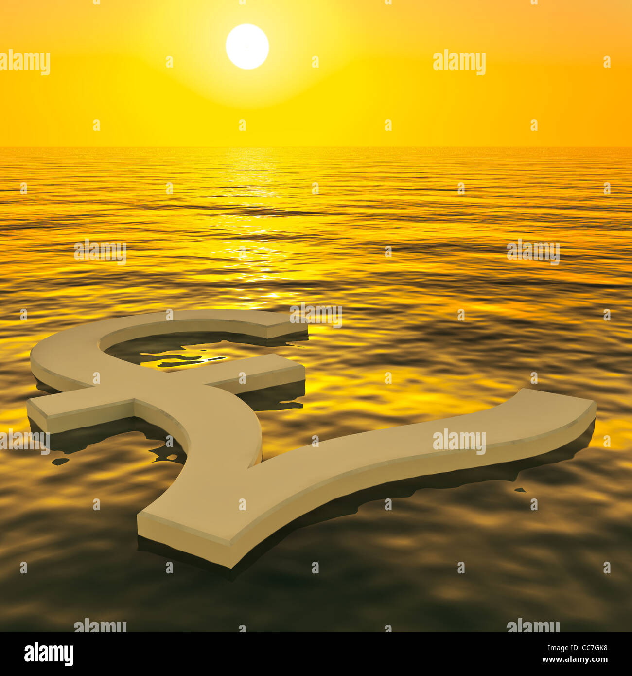 Pound Floating And Sunset Showing Money Wealth Or Earning Stock Photo ...