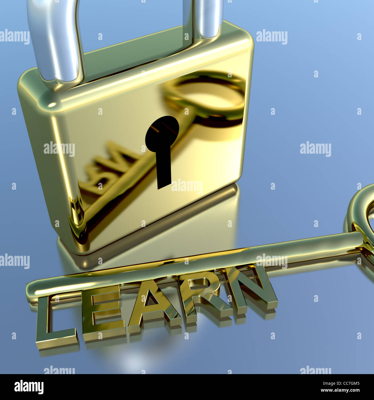 Padlock With Learn Key Showing Education Learning Or Courses Stock ...