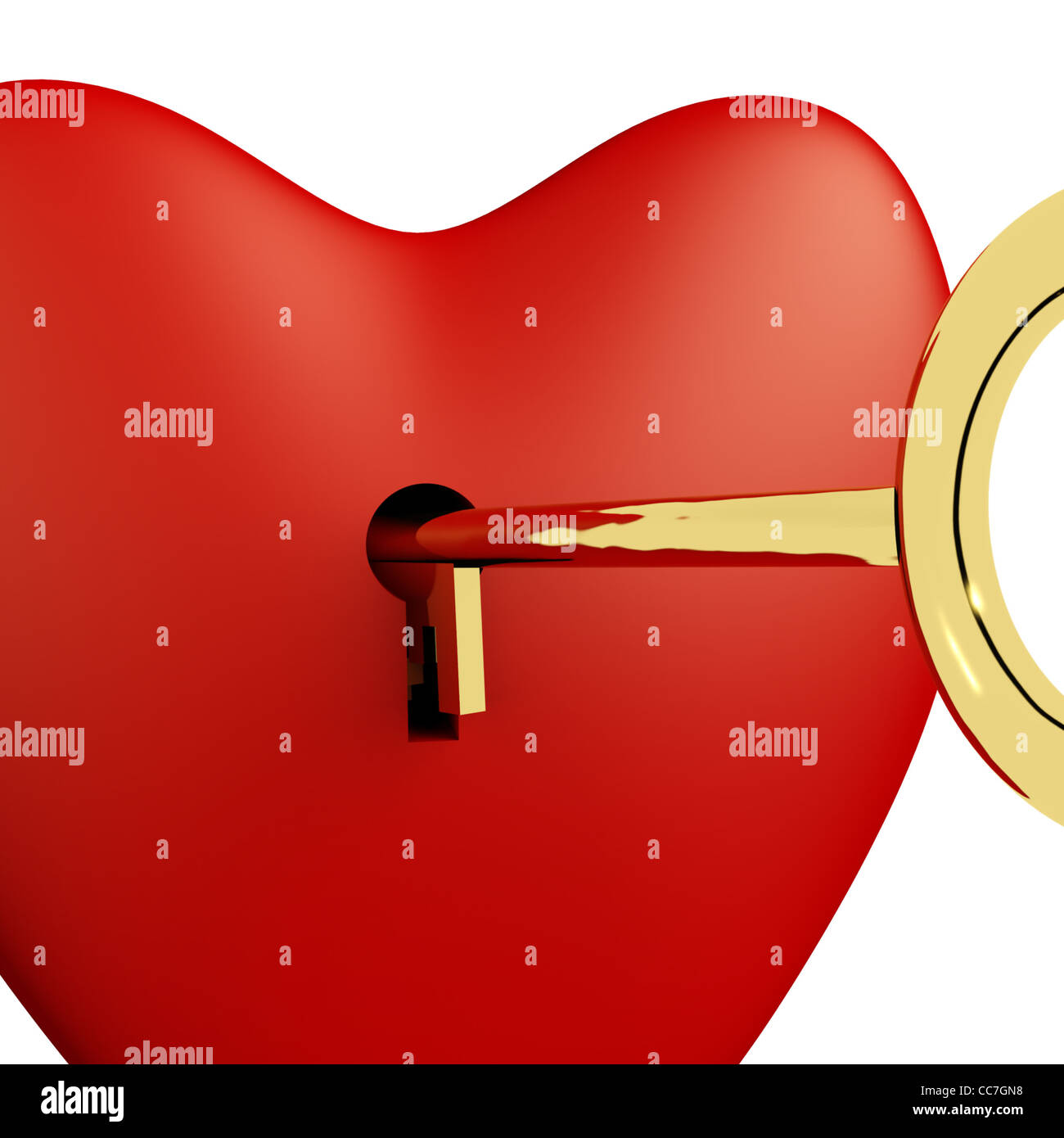 Heart With Key Close Up Showing Love Romance And Valentine Stock Photo ...