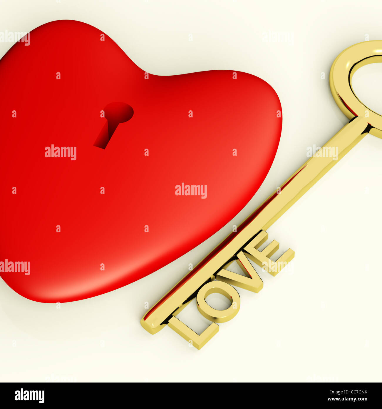 Heart With Key Closeup Showing Love Romance And Valentine Stock Photo ...