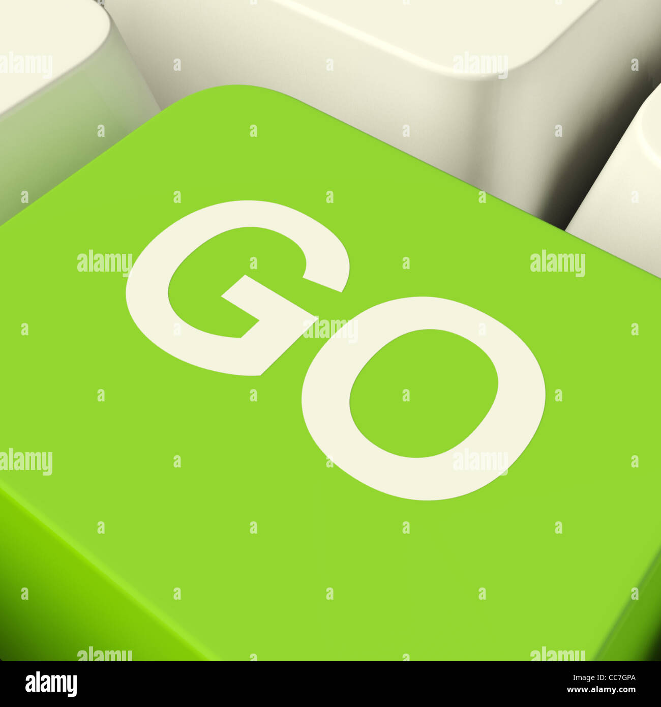 Go Computer Key Green Showing Starting Positivity And Yes Stock Photo ...