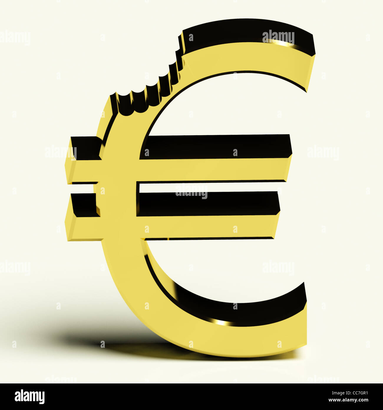 Euro With Bite Showing Devaluation Crisis And Recessions Stock Photo ...