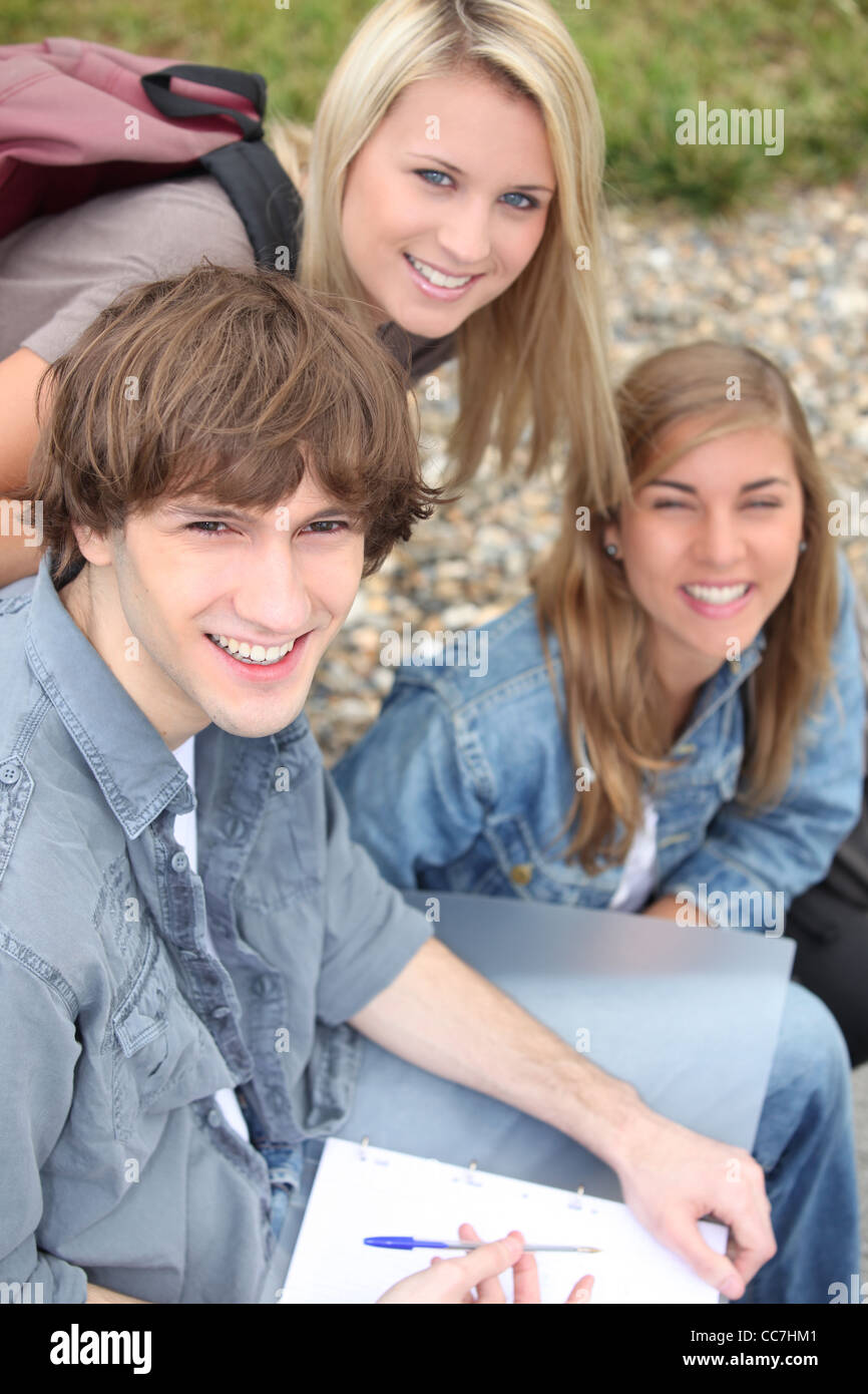 Three high school friends outdoors Stock Photo - Alamy