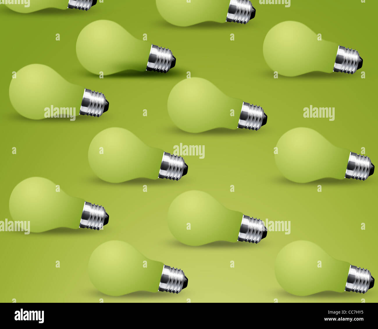 Turn off Light bulbs on green background Stock Photo - Alamy