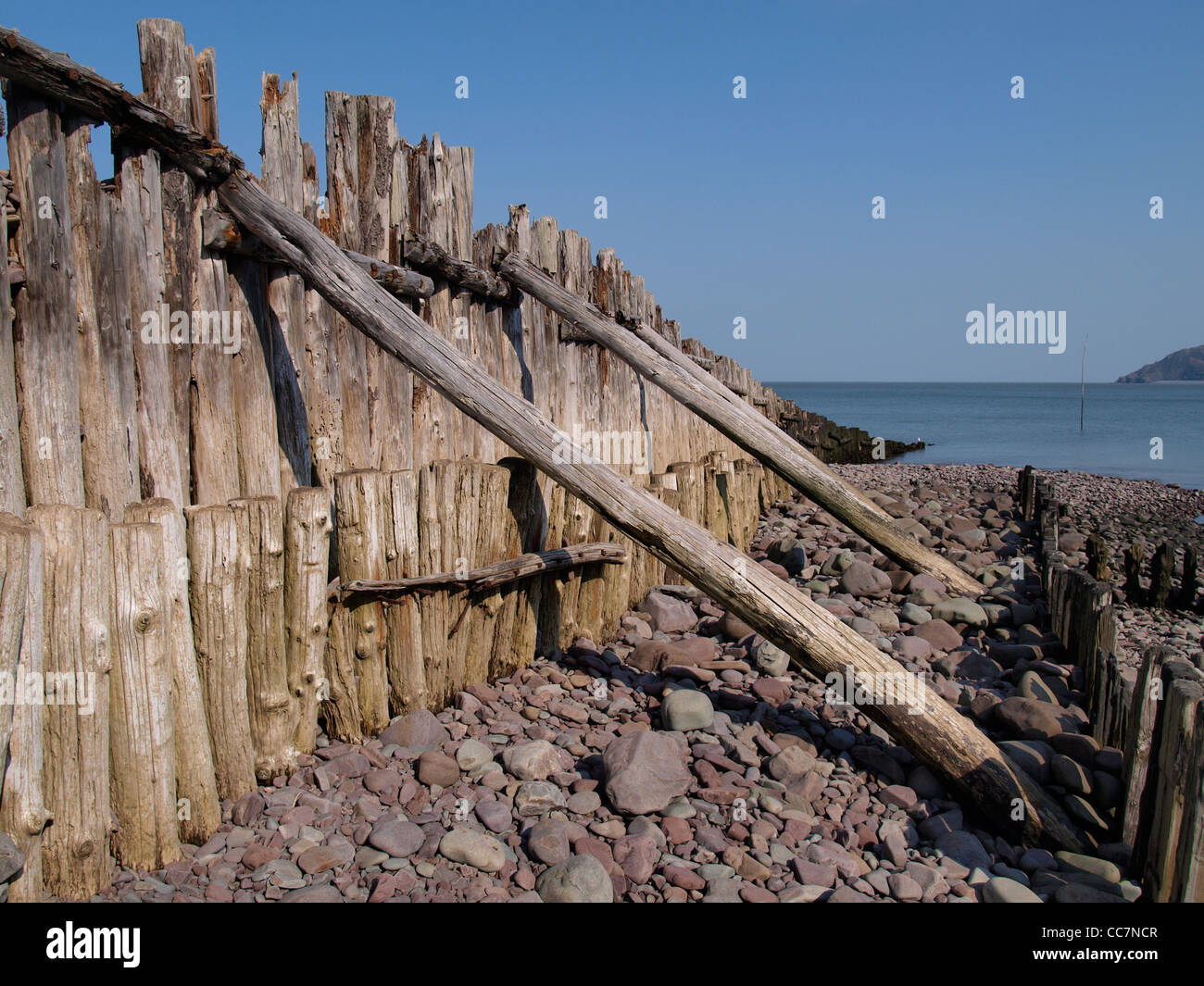 Old wooden sea defenses at Porlock Weir, Somerset, UK Stock Photo - Alamy