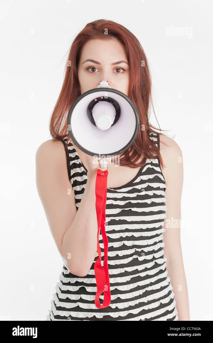 Women with megaphones hi-res stock photography and images - Alamy