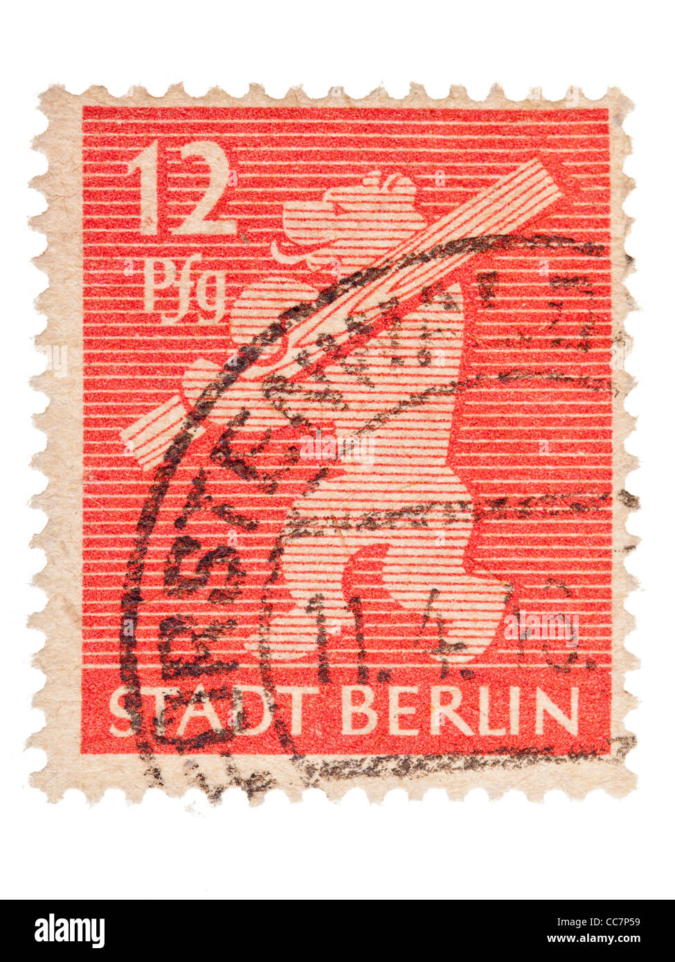 Postage Stamp Germany Stadt Berlin 1945 12 Pfennig Stamped Stock Postage Stamp Germany Stadt Berlin 1945 12 Pfennig Stamped Stock