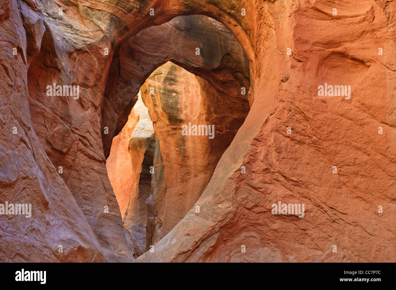 Arch inside Peek-A-Boo slot canyon, Hole in a Rock road, Grand ...