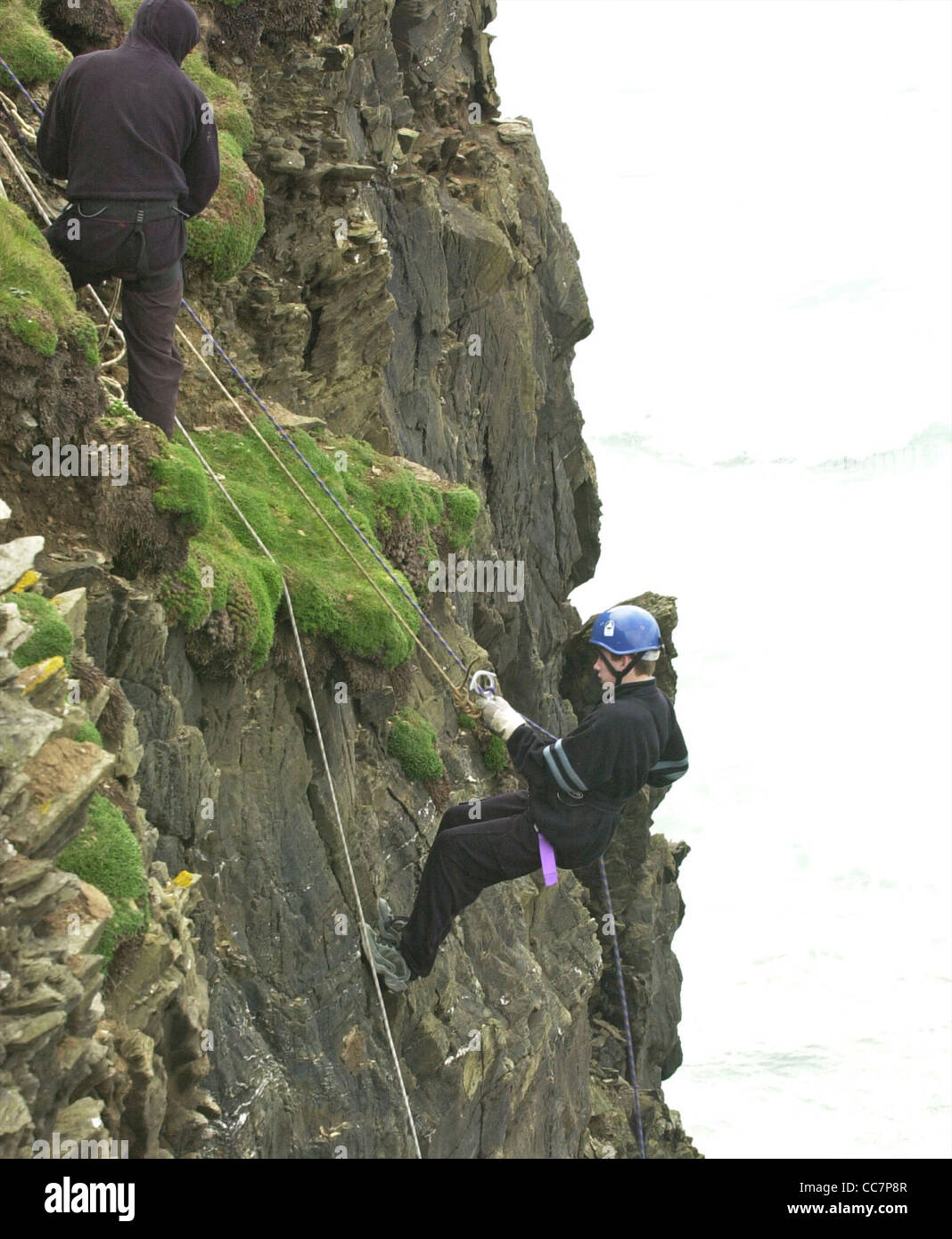 Child children abseiling rock climbing Stock Photo - Alamy