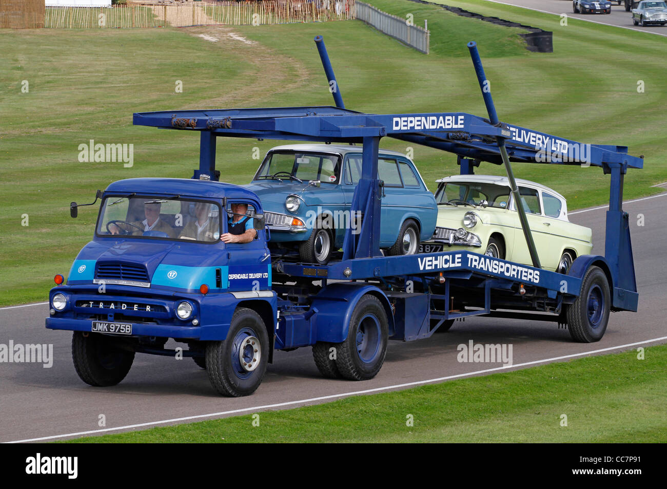 1964 Ford Thames Trader transporter with Ford Anglia's. 2011 Goodwood ...