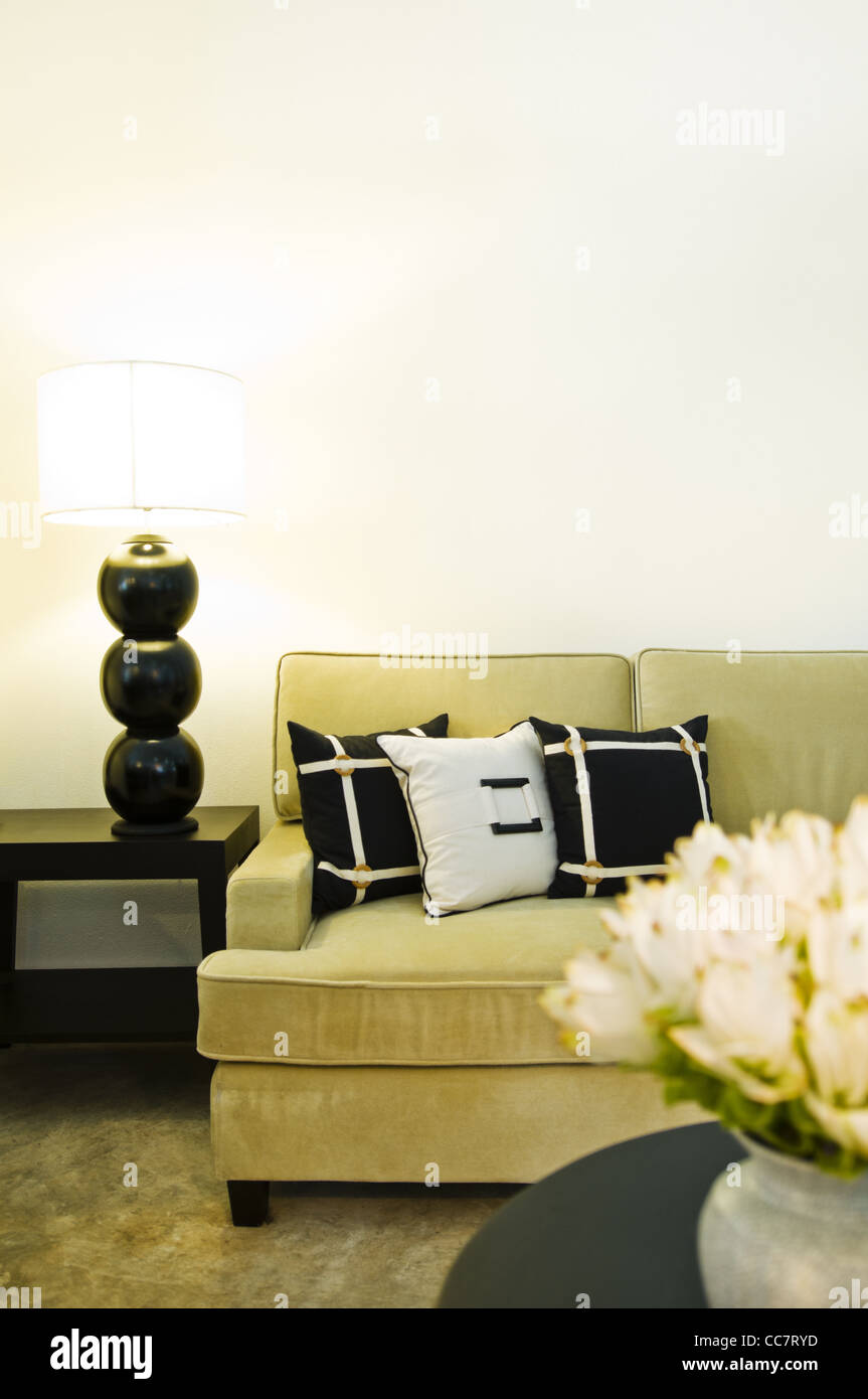 Contemporary sofa seating area beautiful interior design Stock Photo ...