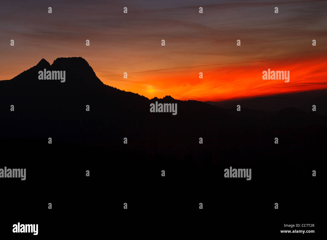 Red sunset over mountains. Tatra National Park, Poland Stock Photo - Alamy