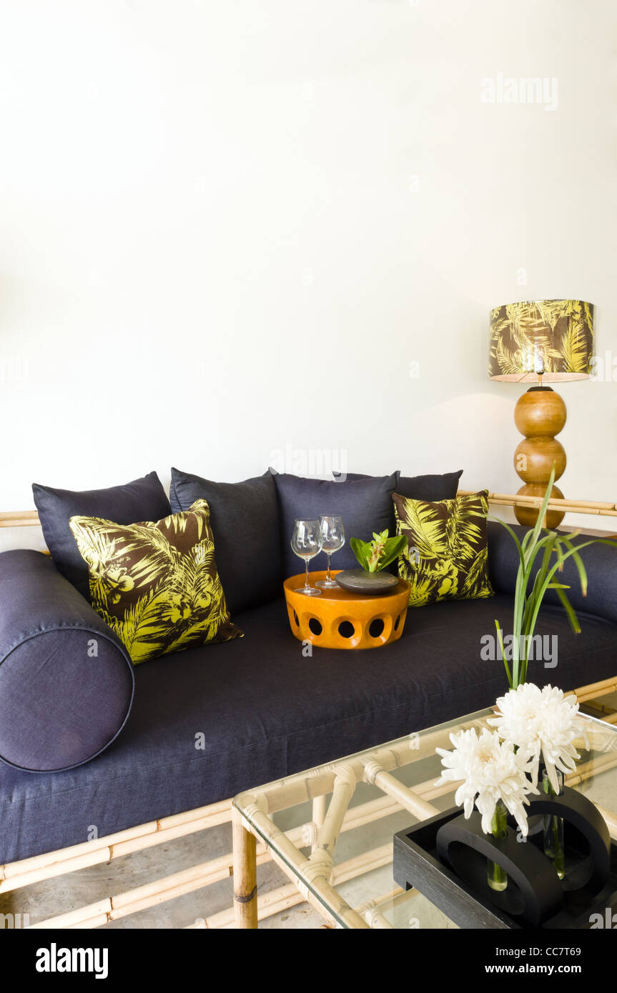 Contemporary sofa seating area beautiful interior design Stock Photo ...