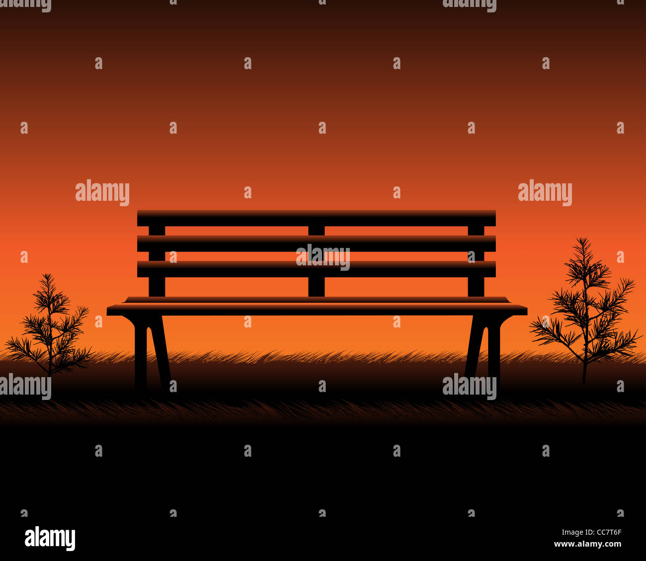 wooden Bench Sunset Stock Photo - Alamy