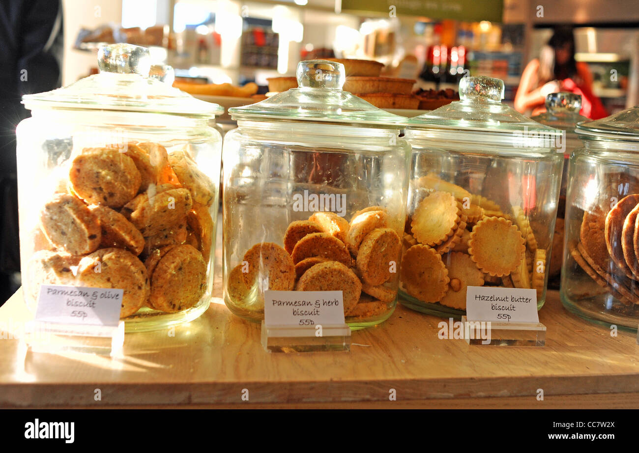 Biscuits in a glass barrell container for sale at Carluccio's cafe and ...