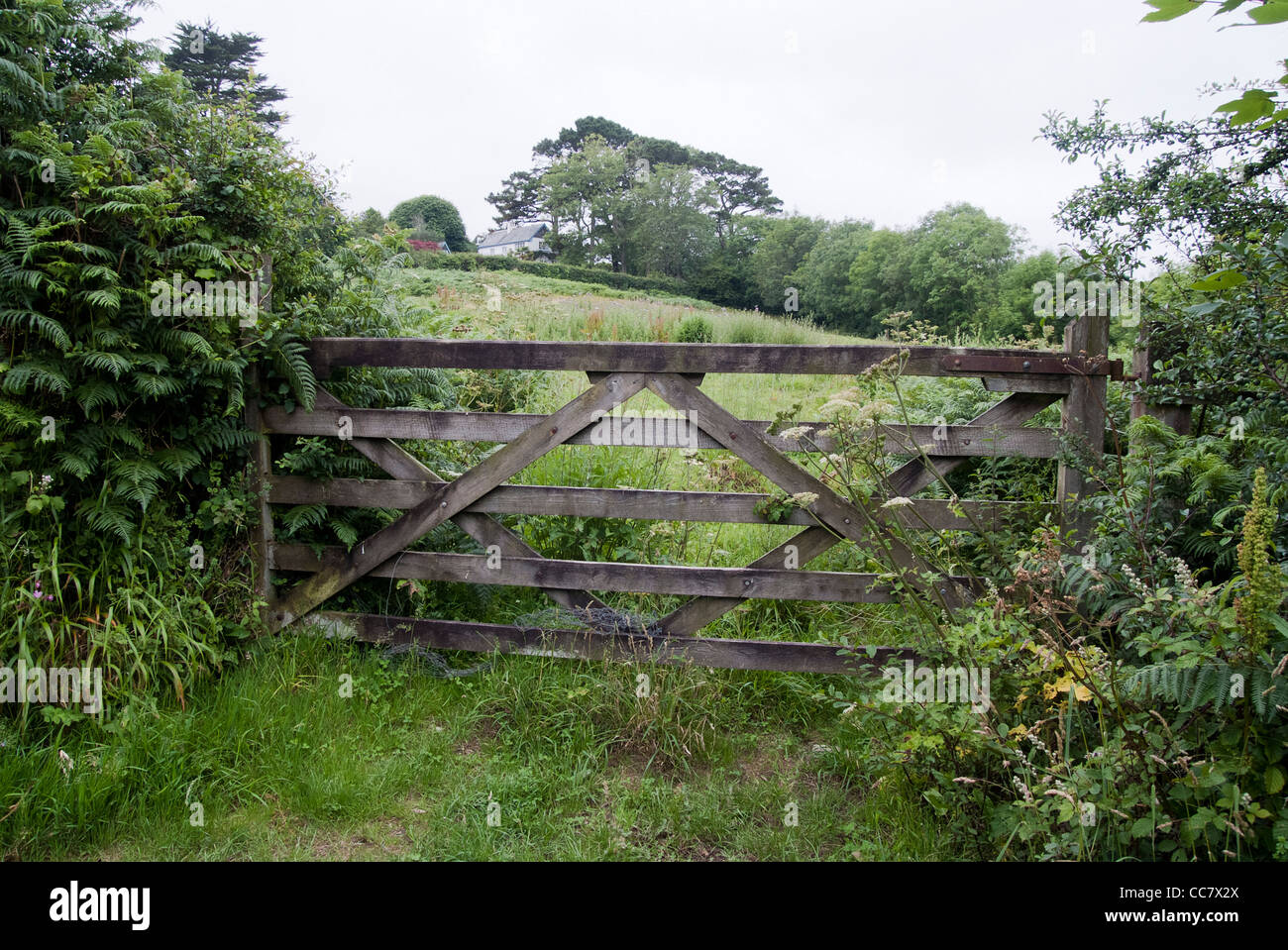 Gate to a field Stock Photo - Alamy