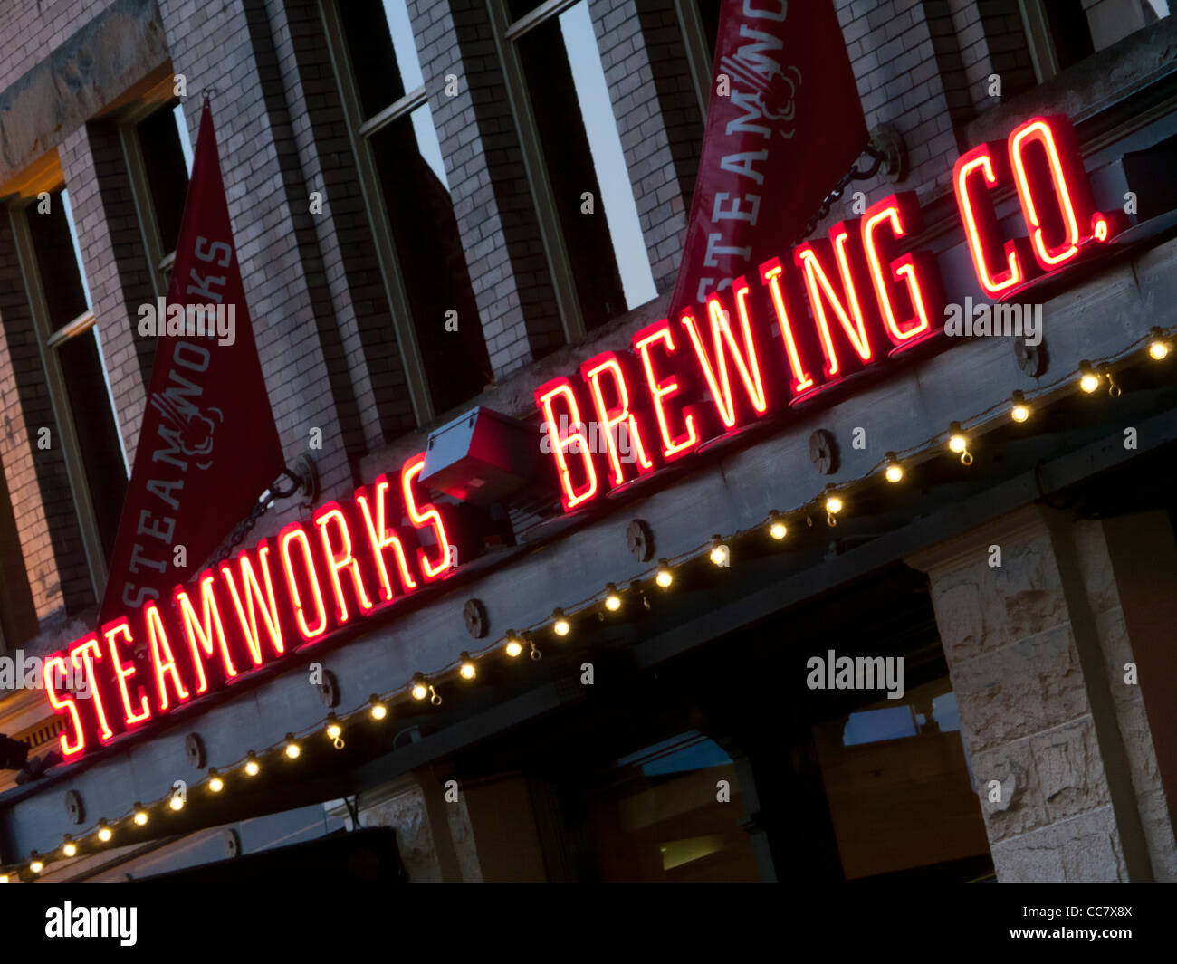 Steamworks Brewing Co. sign in Downtown Vancouver Canada Stock Photo ...