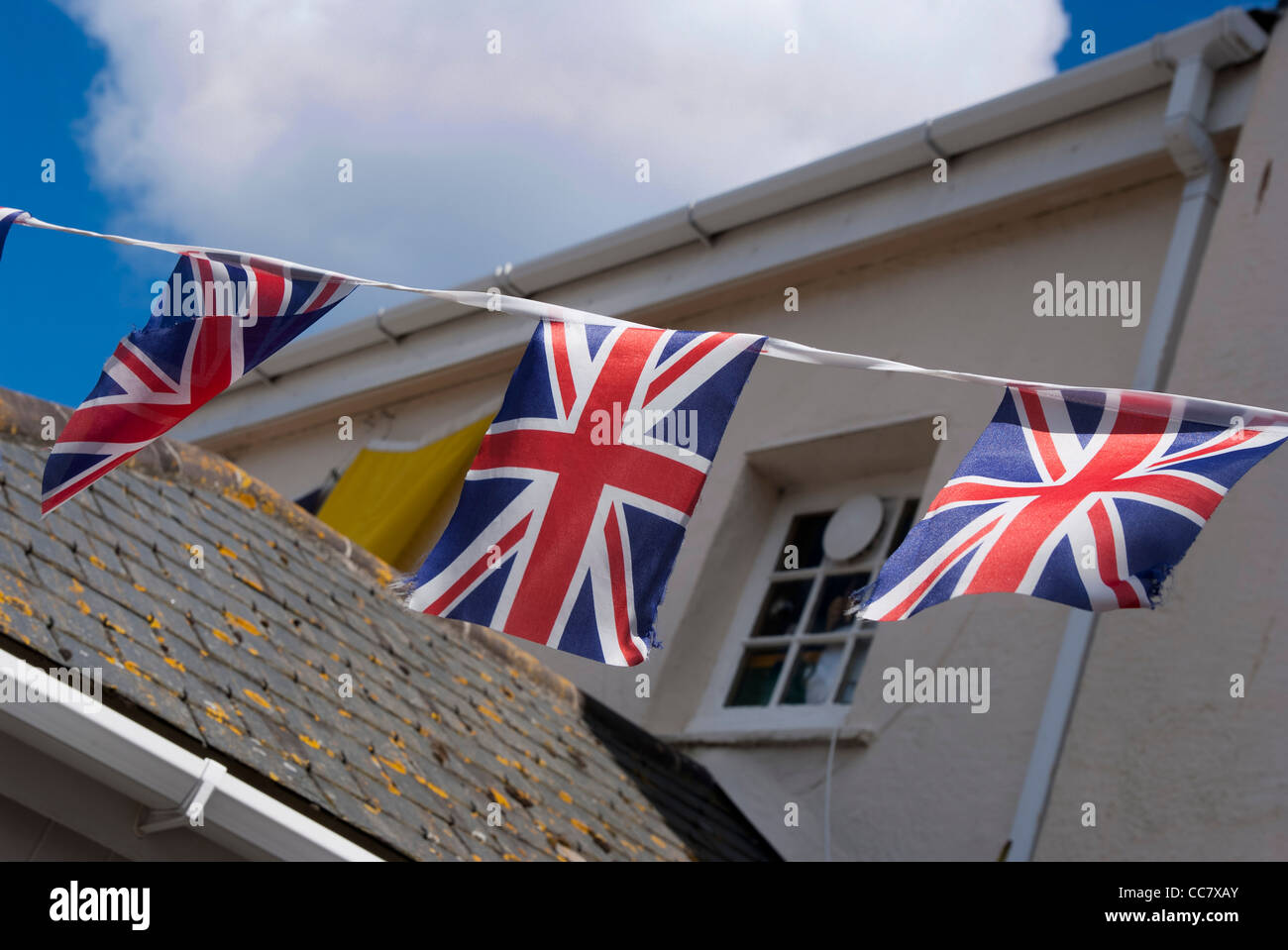Union Jack flags outside a pub in Cornwall Stock Photo - Alamy