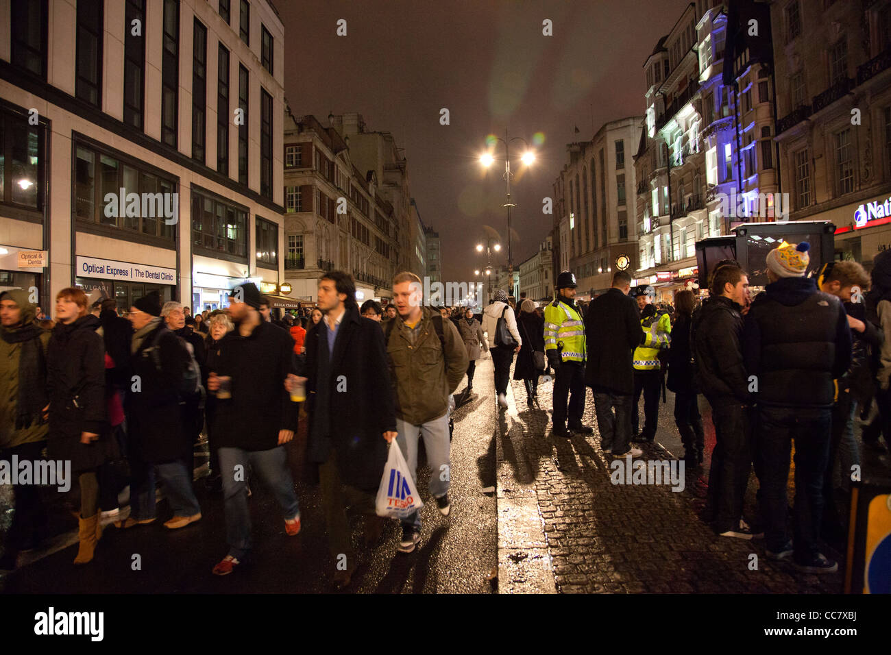 New Years Eve Revelers on The Strand - London UK Stock Photo - Alamy
