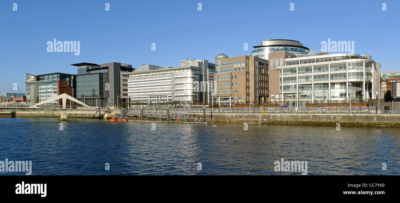 A line-up of buildings on either side of the pedestrian Tradeston ...