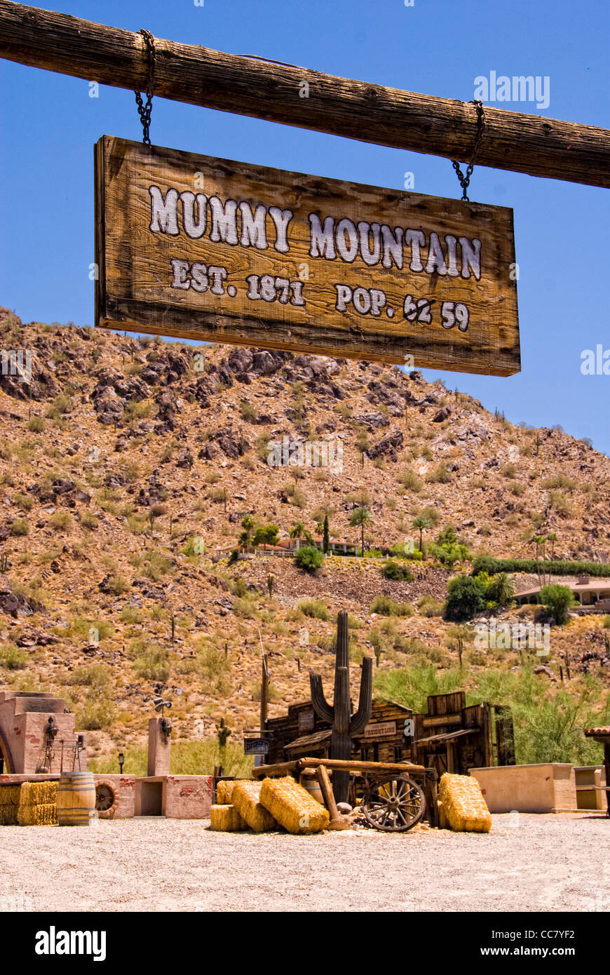 The sign for Mummy Mountain, Scottsdale Arizona Stock Photo - Alamy
