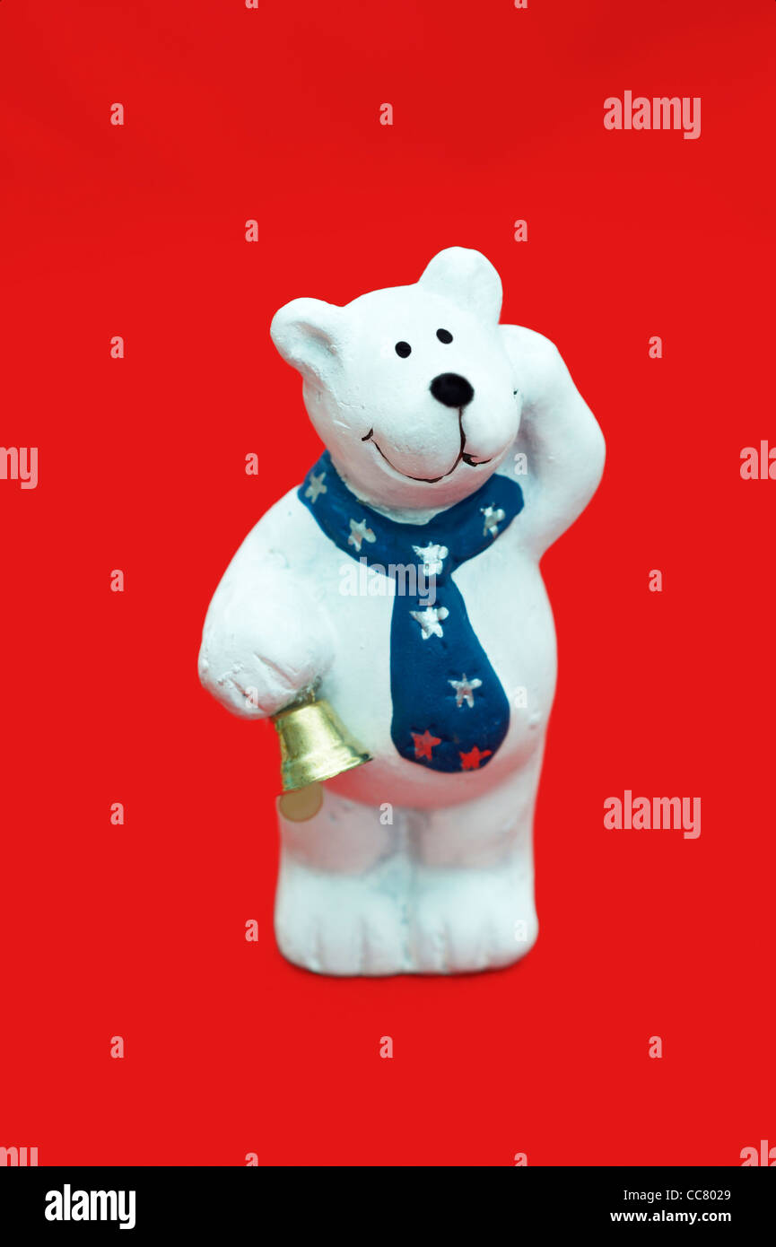Christmas decorative ornament of a polar bear ringing a bell for the ...